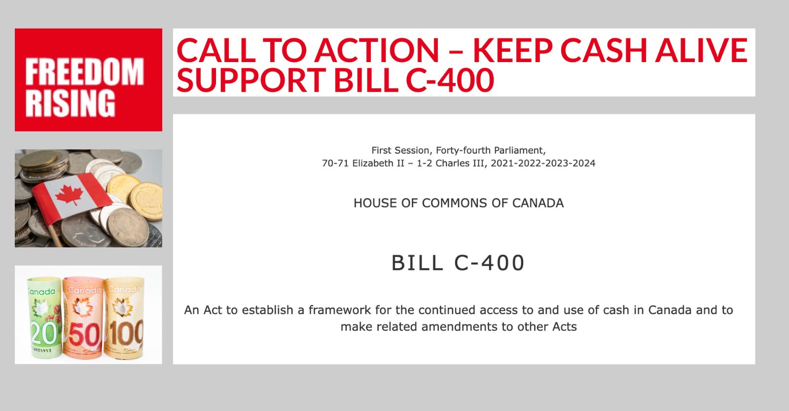 Keep Cash Alive in Canada: Bill C-400 - Children's Health Defense ...